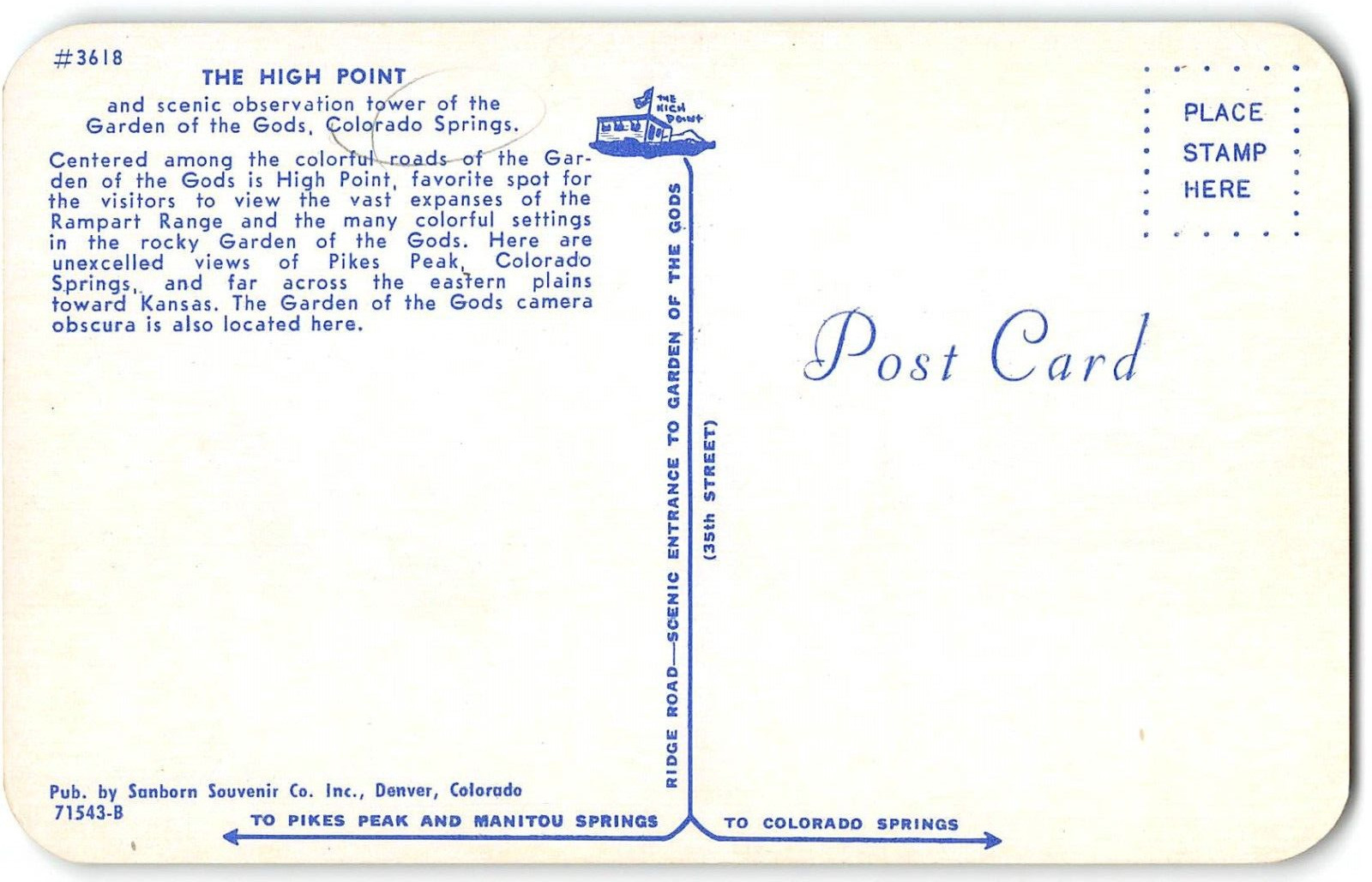 Garden of the Gods HIGH POINT Colorado Springs Roadside c1950s Vintage ...