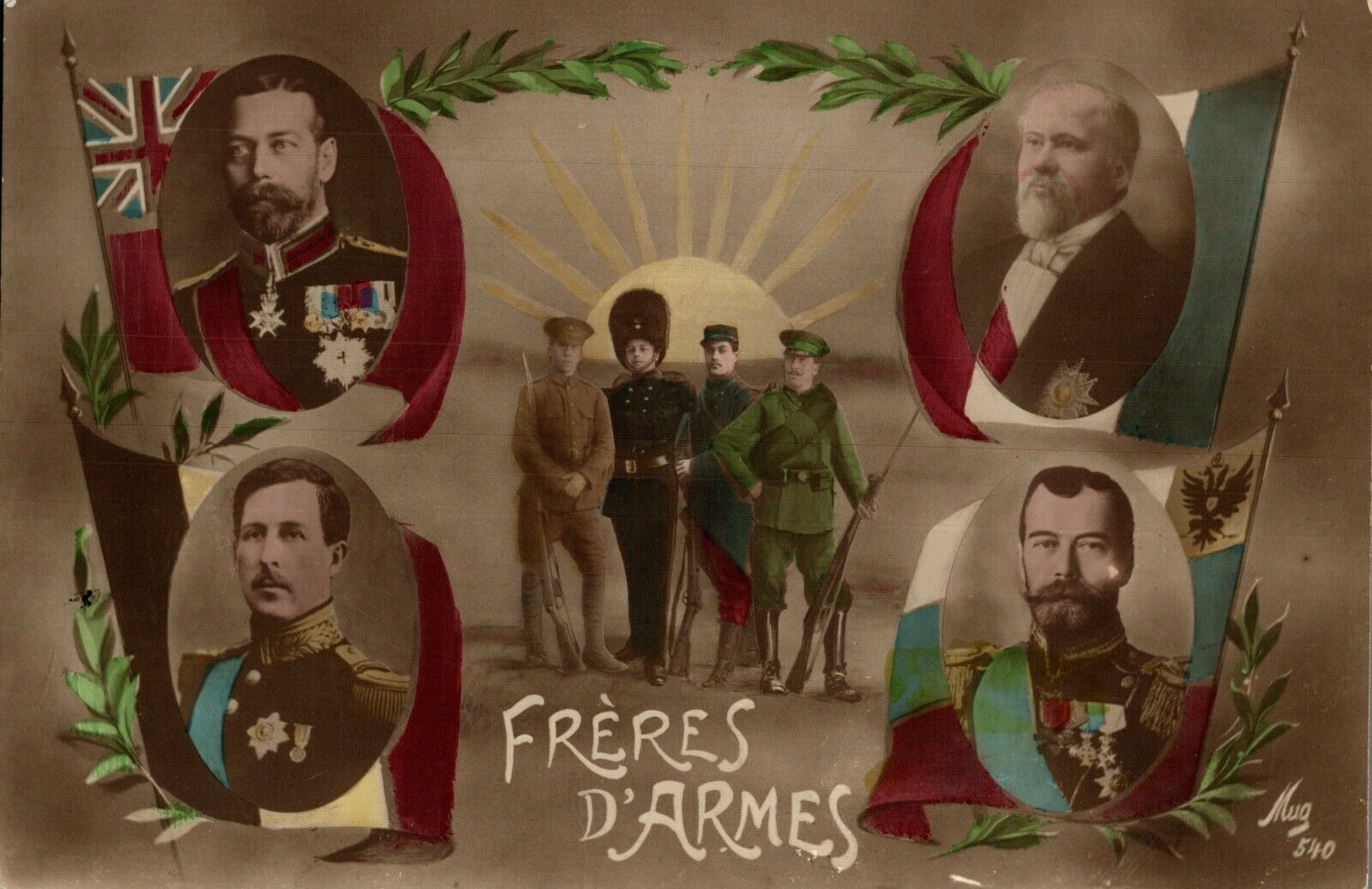 Russian Tsar Nicholas II King Albert Clemenceau King George WW1 RPPC 08 ...