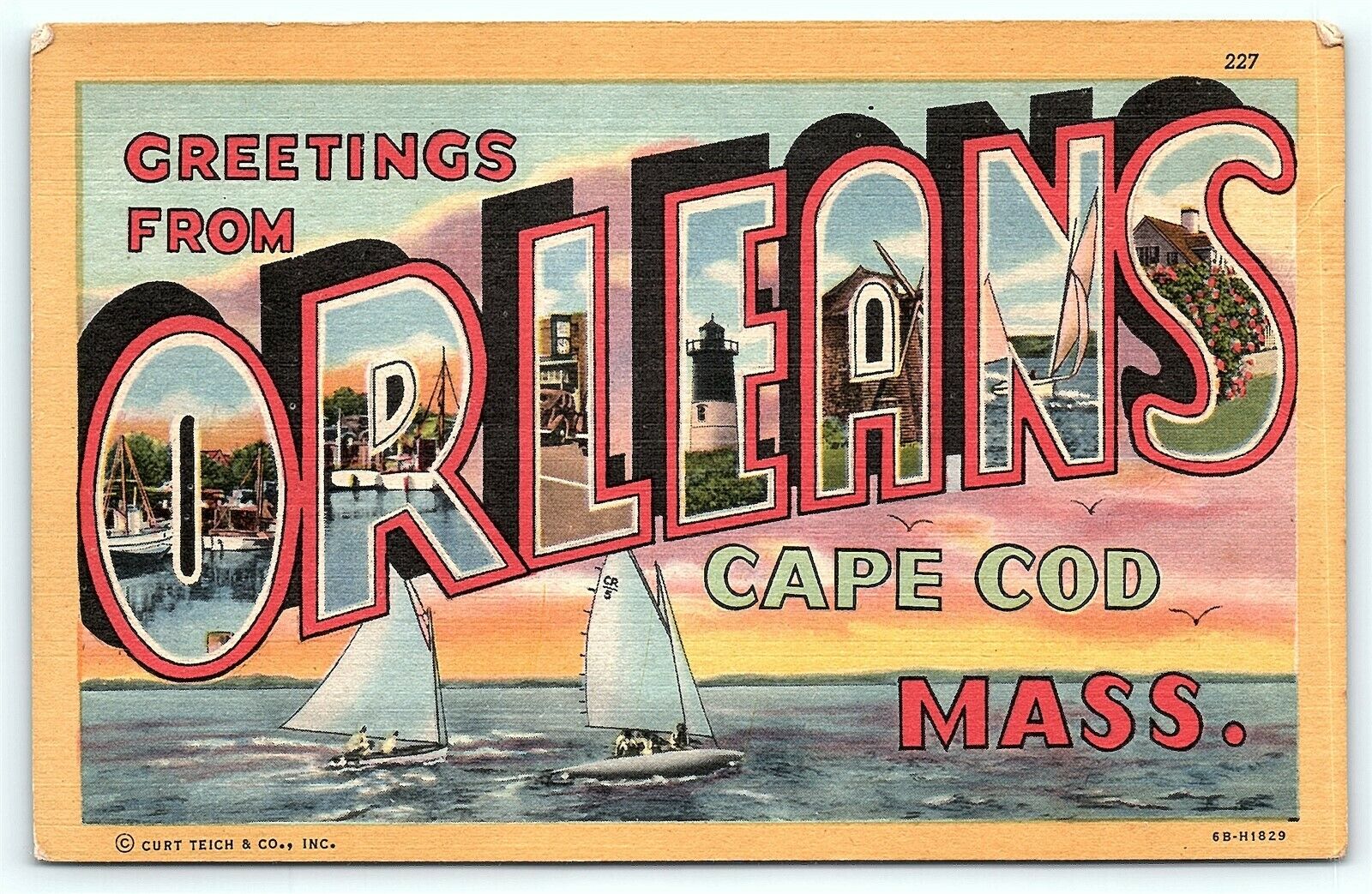 Postcard MA Cape Cod Large Letter Greetings from Orleans Massachusetts ...