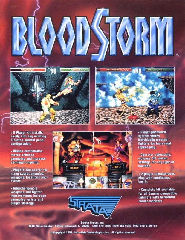 Blood Storm Arcade FLYER Original NOS Video Game Fighting Game Art 1994 ...