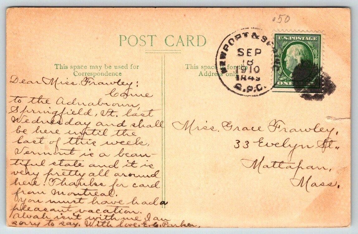Vintage Vermont Postcard - Springfield RPO Railway Post Office 1910 ...