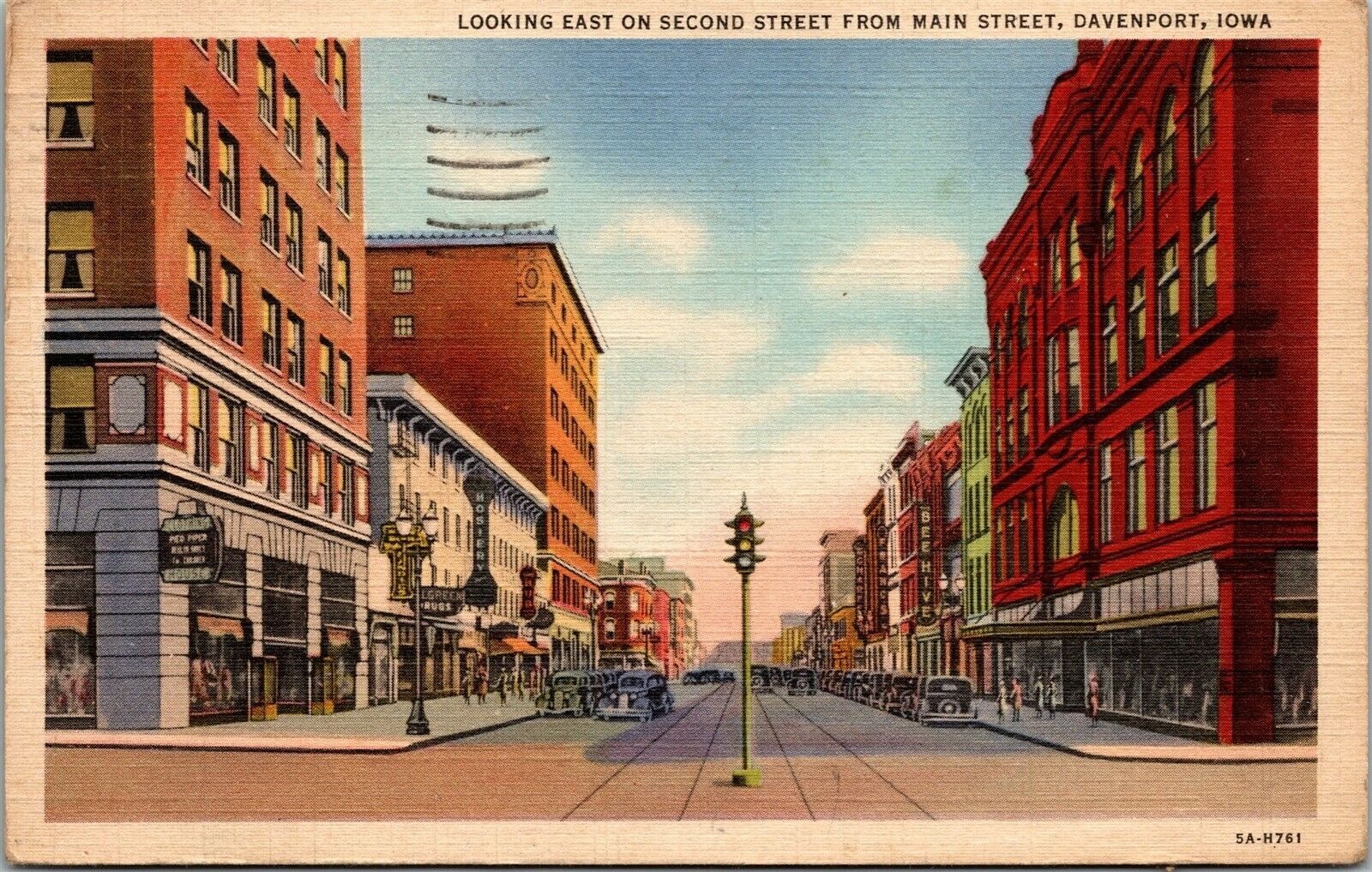 Vtg Davenport Iowa IA Looking East on Second Street from Main 1930s ...