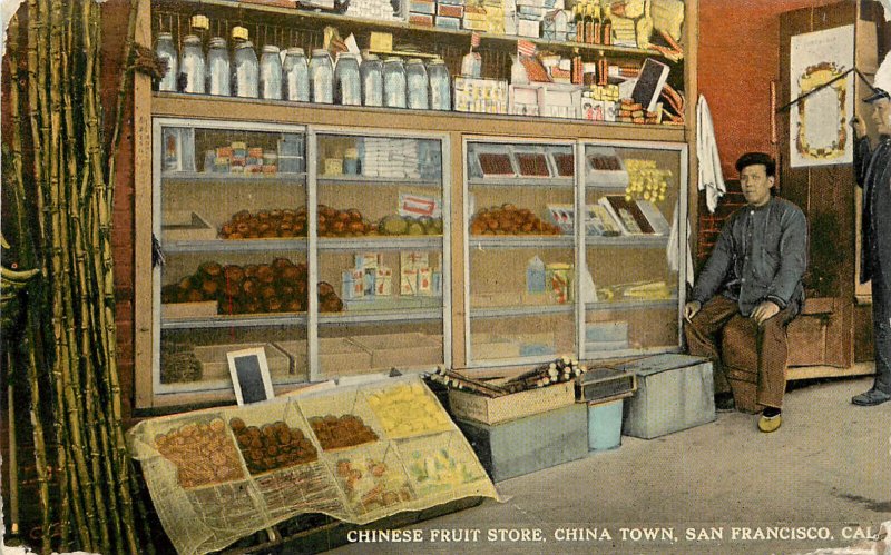 Vintage Postcard Chinese Fruit Store ChinaTown San Francisco CA Fruit ...