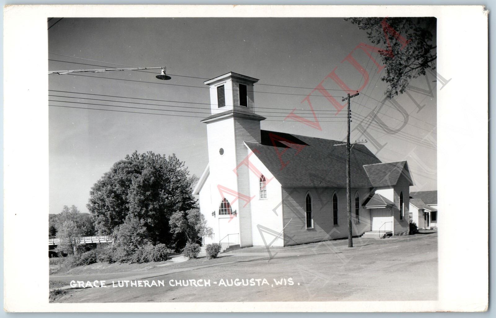 c1950s Augusta, WI Church RPPC Grace Lutheran Street Lamp Post Real ...
