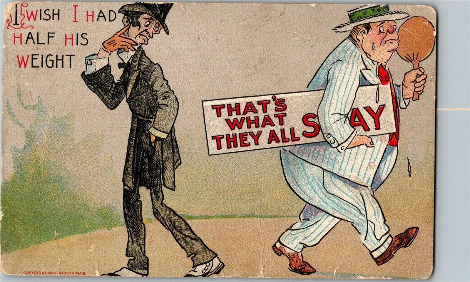 Fat Man and Slim Man Envy Each Other That's What They All Say c1911 ...