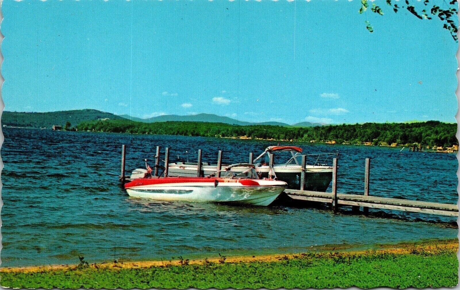 Pagus Bay Lake Winnipesaukee Old Boats Dock Postcard VTG UNP Dexter ...