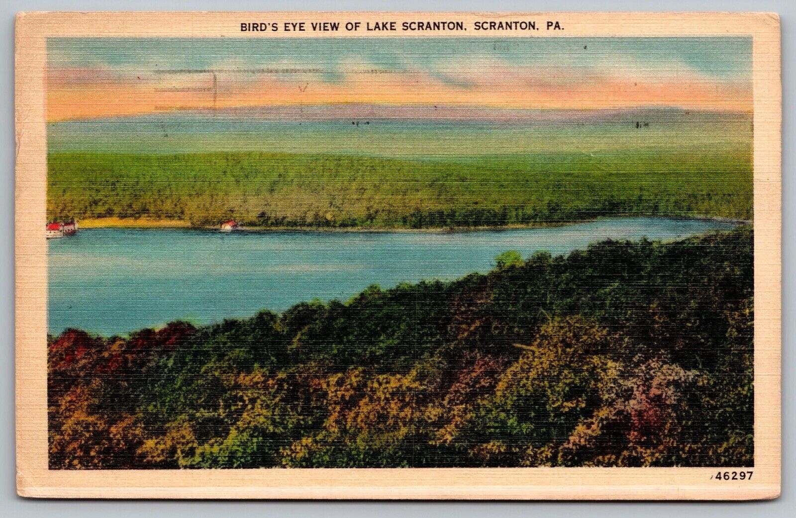 Postcard Burds Eye View Lake Scranton Pennsylvania Forest Cance 1943 ...