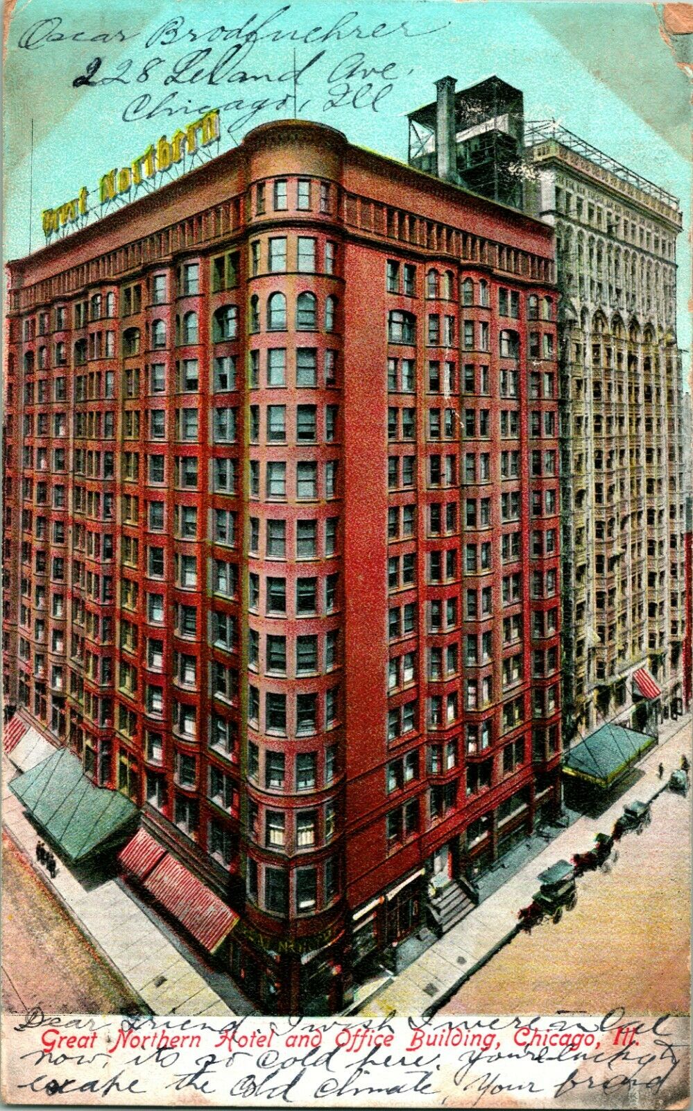 Vtg Postcard 1907 Great Northern Hotel & Office Building Chicago ...