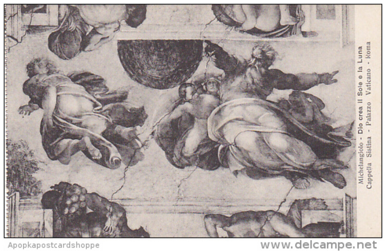 Michelangelo Dio crea Sole e La Luna Cappella Sistina Palazzo Vaticano ...