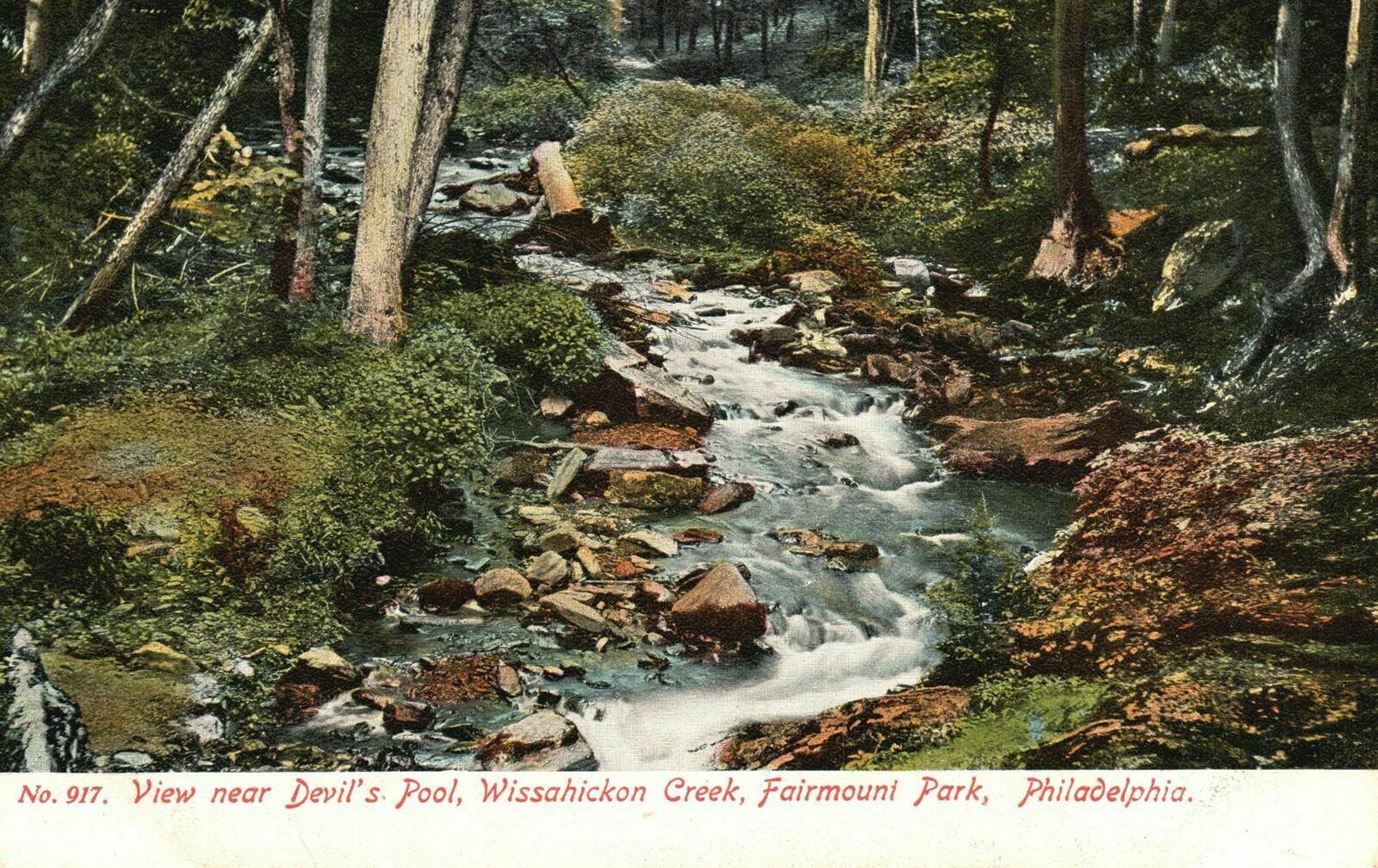 Vintage Postcard 1910's Devil's Pool Wissahickon Creek Fairmount Park ...