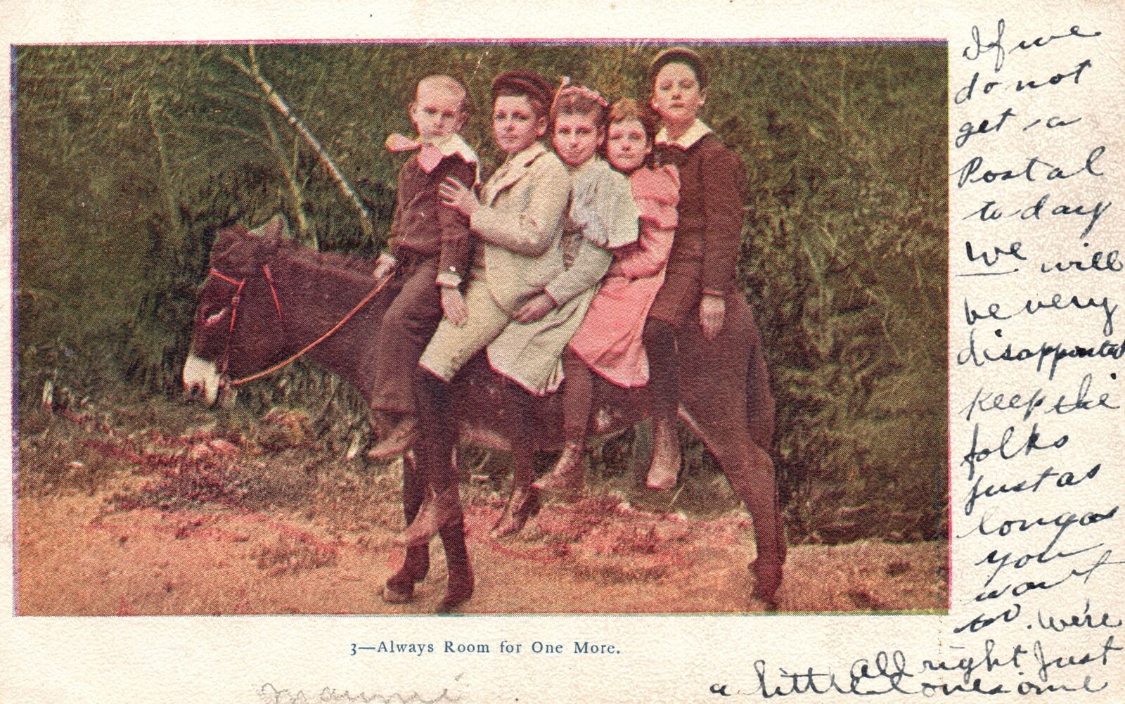 Vintage Postcard 1908 Always Room For One Room Portrait Children Riding ...