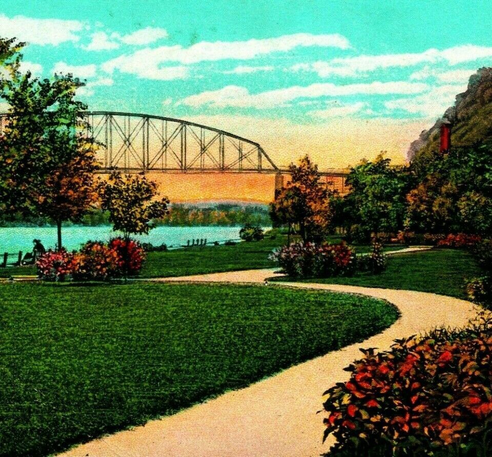 Red Wing MN Levee Park View Railroad Bridge Path 1920s UNP Postcard ...