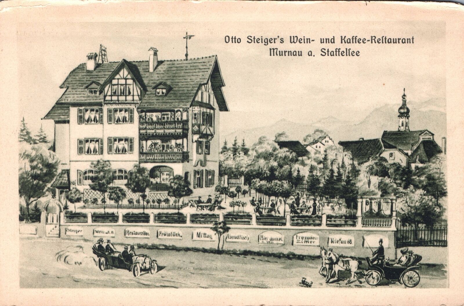 Vintage Postcard Otto Steiger's Wine and Coffee-Restaurant Murnau ...