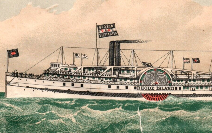 1880s Steamer Rhode Island Side Paddle Queen Of The Sound P84 ...