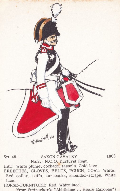 Saxon Cavalry NCO Kurfurst Regiment Napoleonic War PB Uniform Postcard ...
