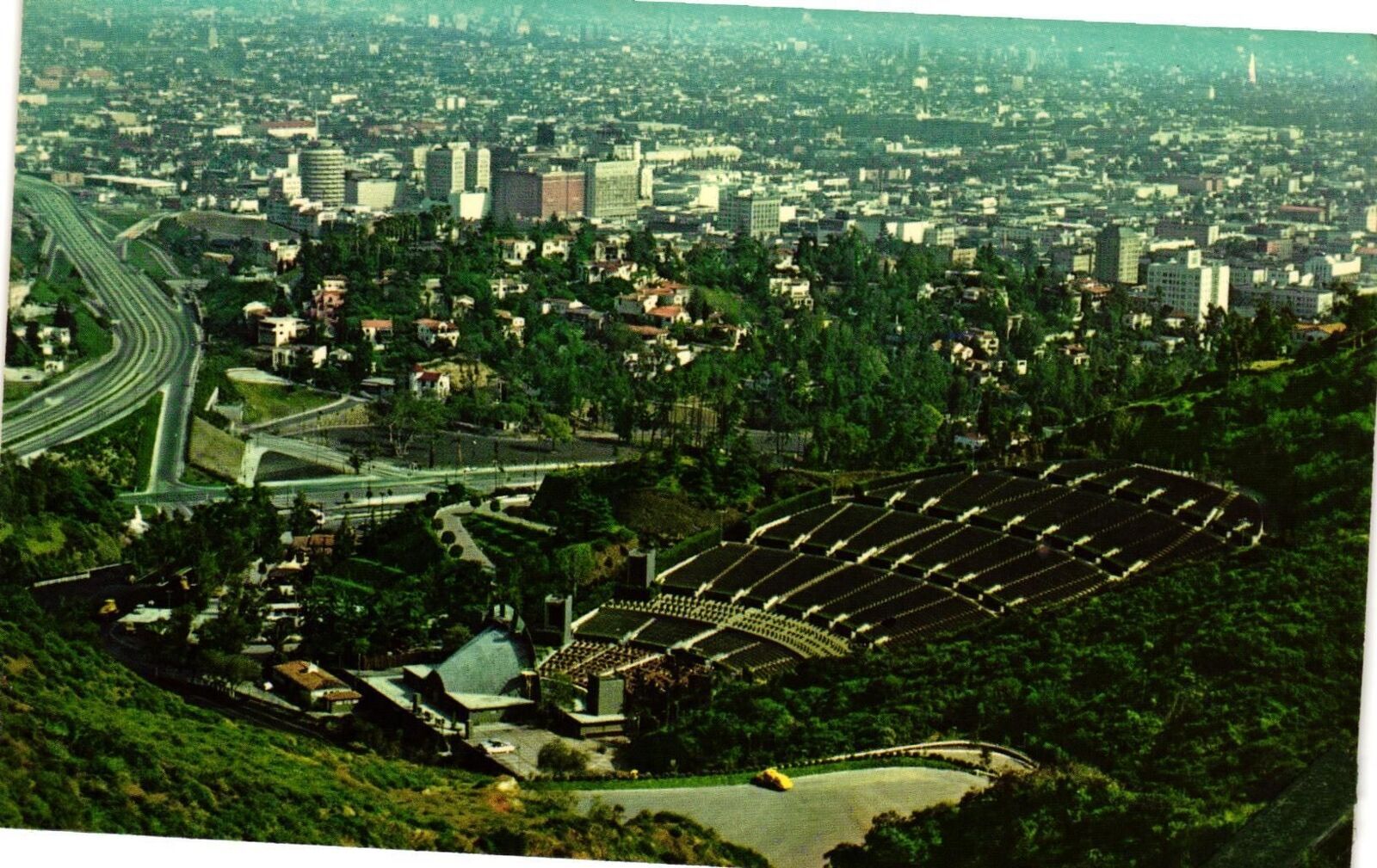 Vintage Postcard- 7C-K10. The famous Hollywood Bowl, the Freeway ...