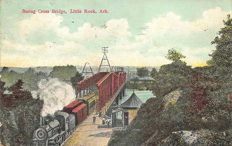 Little Rock AR Baring Cross Bridge Railroad Train 1911 Postcard ...