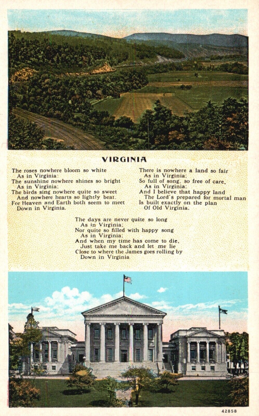 Postcard VA Virginia Poem Multi View Unposted White Border Vintage PC ...