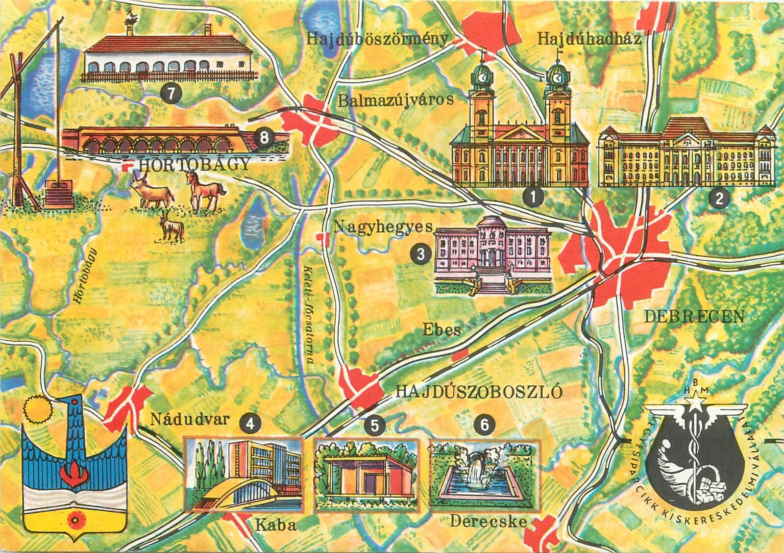 Hungary Postcard Debrecen Hajduszoboszlo Hortobagy map area | Europe ...
