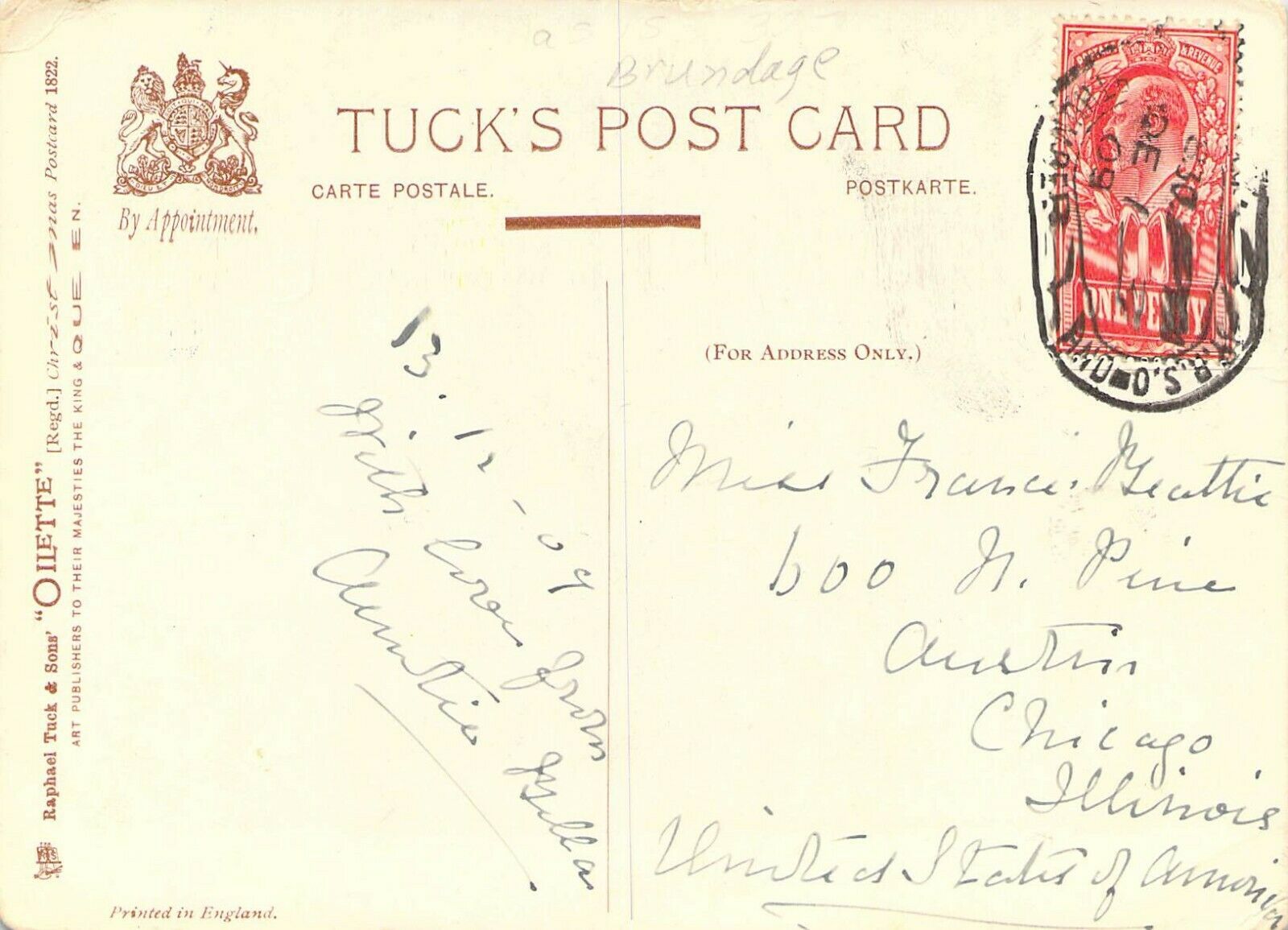 Series 1822 Tucks Oilette Christmas Postcard Brundage Santa With A ...