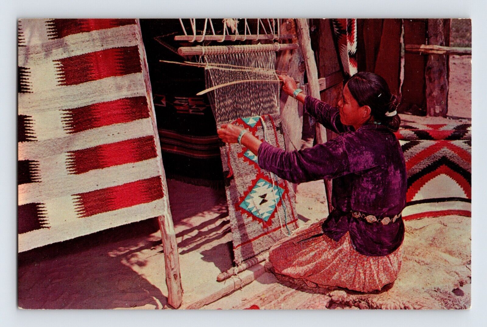 Postcard Navajo Native American Indian Rug Weaver Loom 1960s Unposted ...
