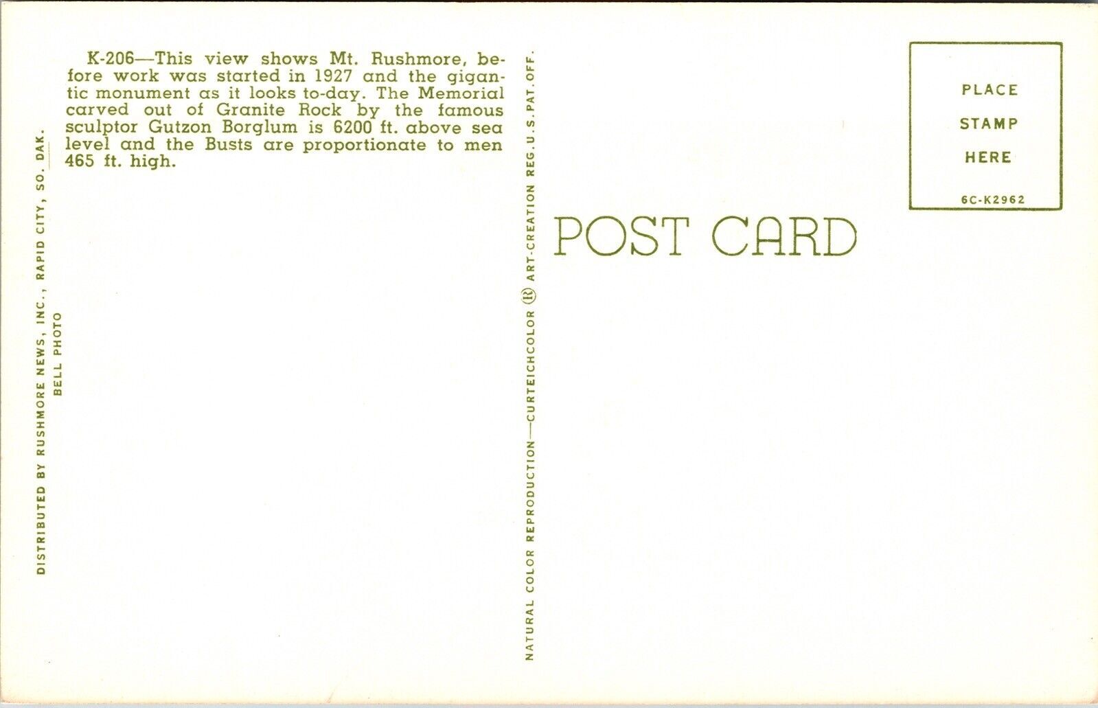 Split View Mt Rushmore National Memorial Before After Postcard Unused ...