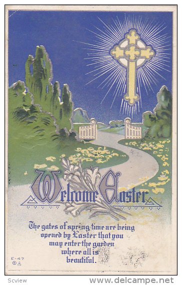 Welcome Easter Poem, Shining Cross, Garden Path, silver detail, 10-20s ...