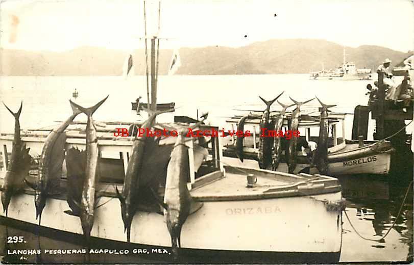 Mexico, Acapulco, RPPC, Langhas Pesqueras, Sail Fish Fishing, Photo No ...