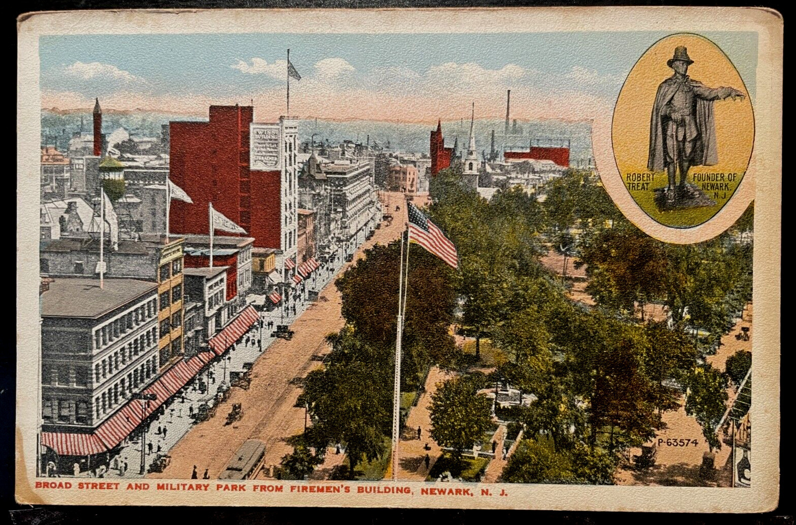Vintage Postcard 1915-1930 Broad Str. & Military Park, Newark, New ...