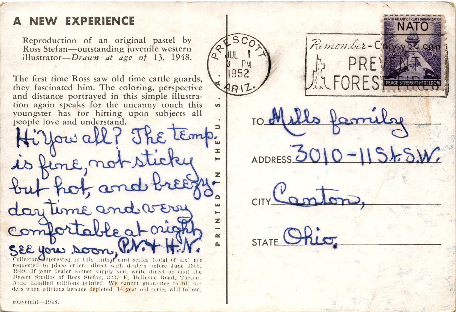 Vintage Ross Stefan Pastel Drawing Postcard - Limited Edition Series ...