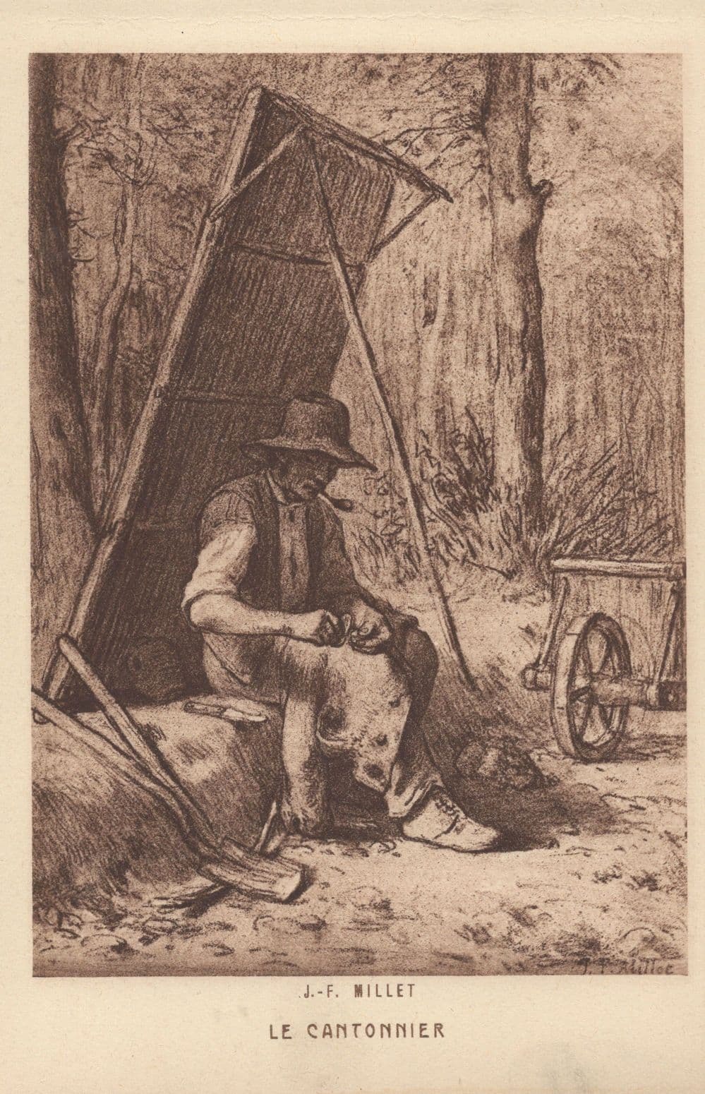 JF Millet Le Cantonnier French Old Painting Postcard | Topics - Fine ...