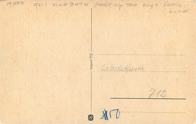 1930s Girl Mud bath peeping tom boys comic humor artist Postcard 22-10545 | Other / Unsorted ...