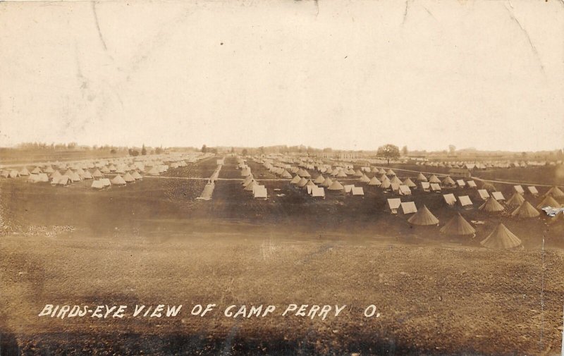 G4/ Camp Perry Ohio RPPC Postcard c1910 Birdseye View Tents Military ...