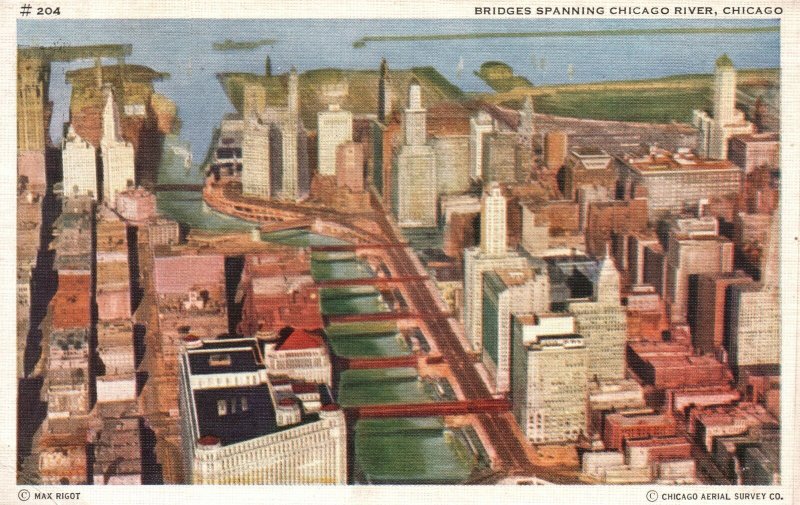 Vintage Postcard 1935 Modern Bridges Spanning Chicago River Chicago ...