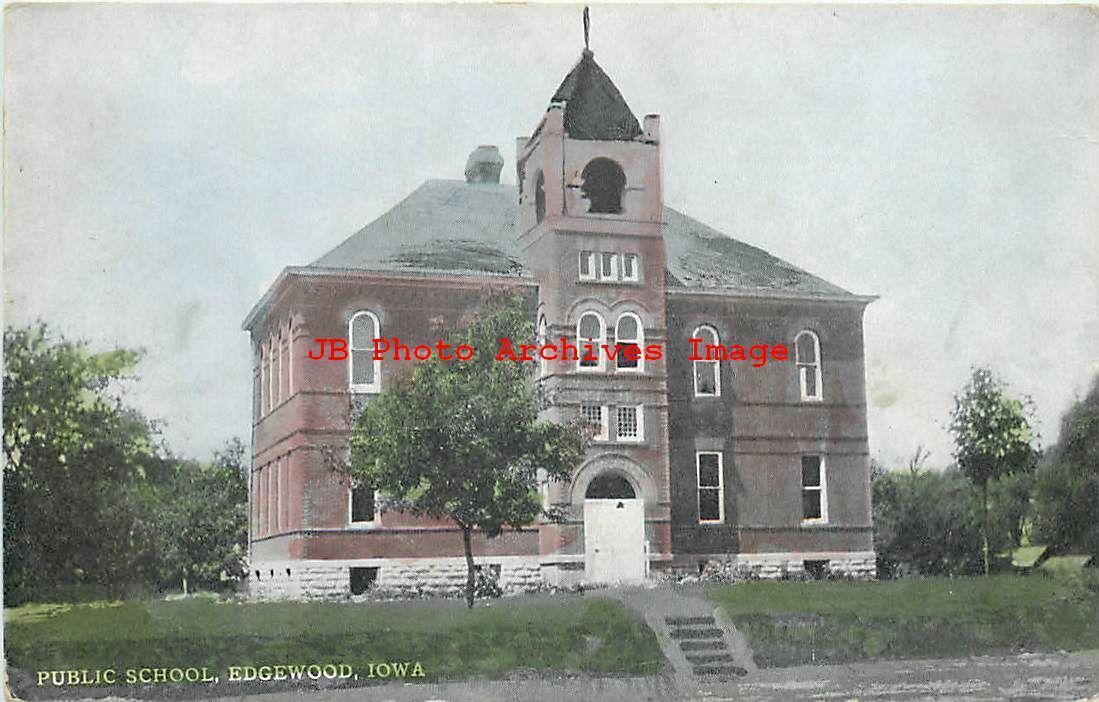 IA, Edgewood, Iowa, Public School Building, Exterior View, RS & Co Pub ...