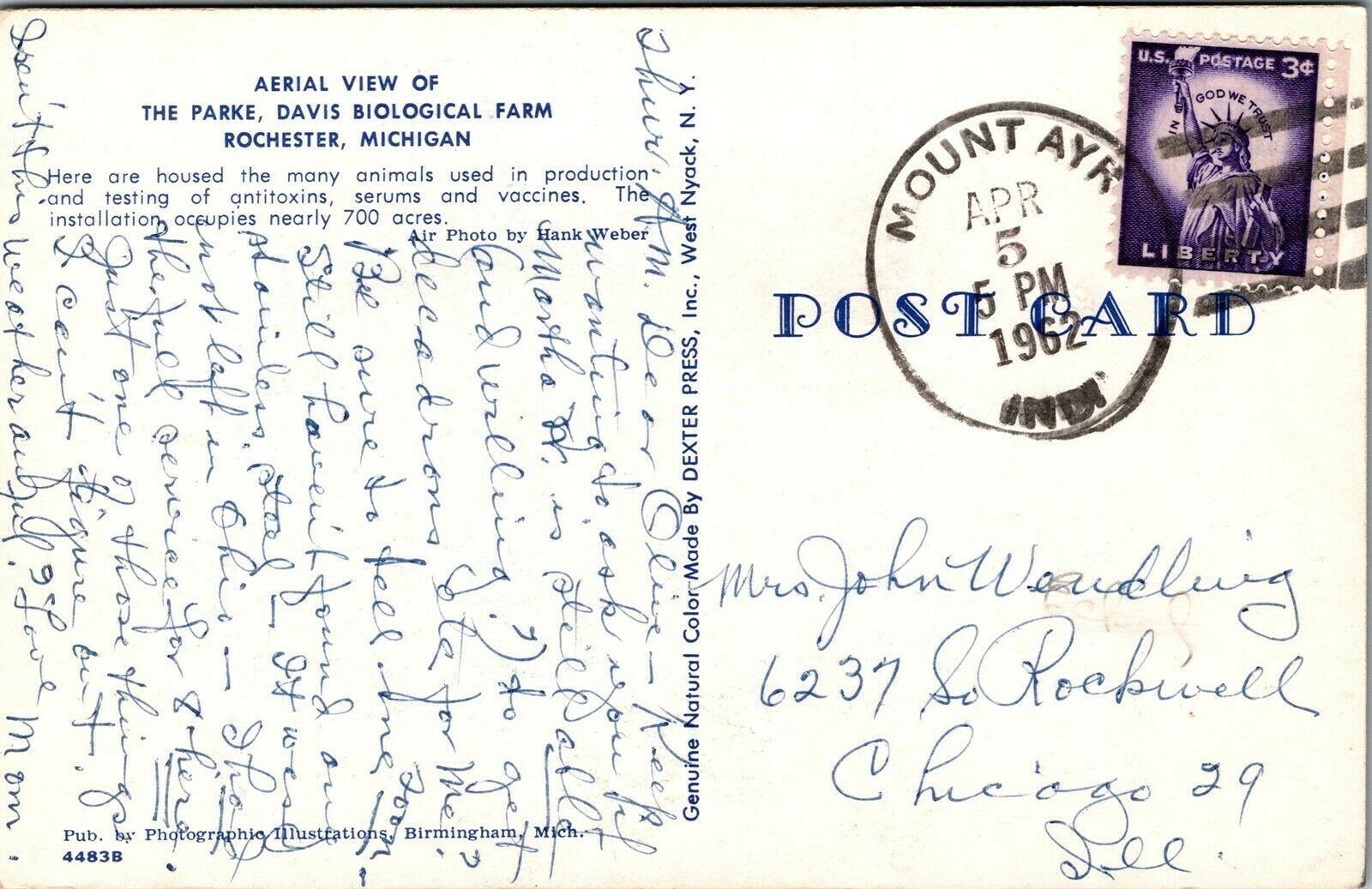 Vtg Rochester Michigan MI Parke Davis Biological Farm Aerial View 1960s ...