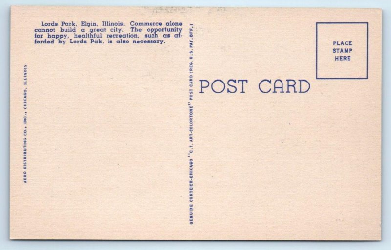 2 Postcards ELGIN, Illinois IL ~ Lords Park NATIONAL GUARD ARMORY ...