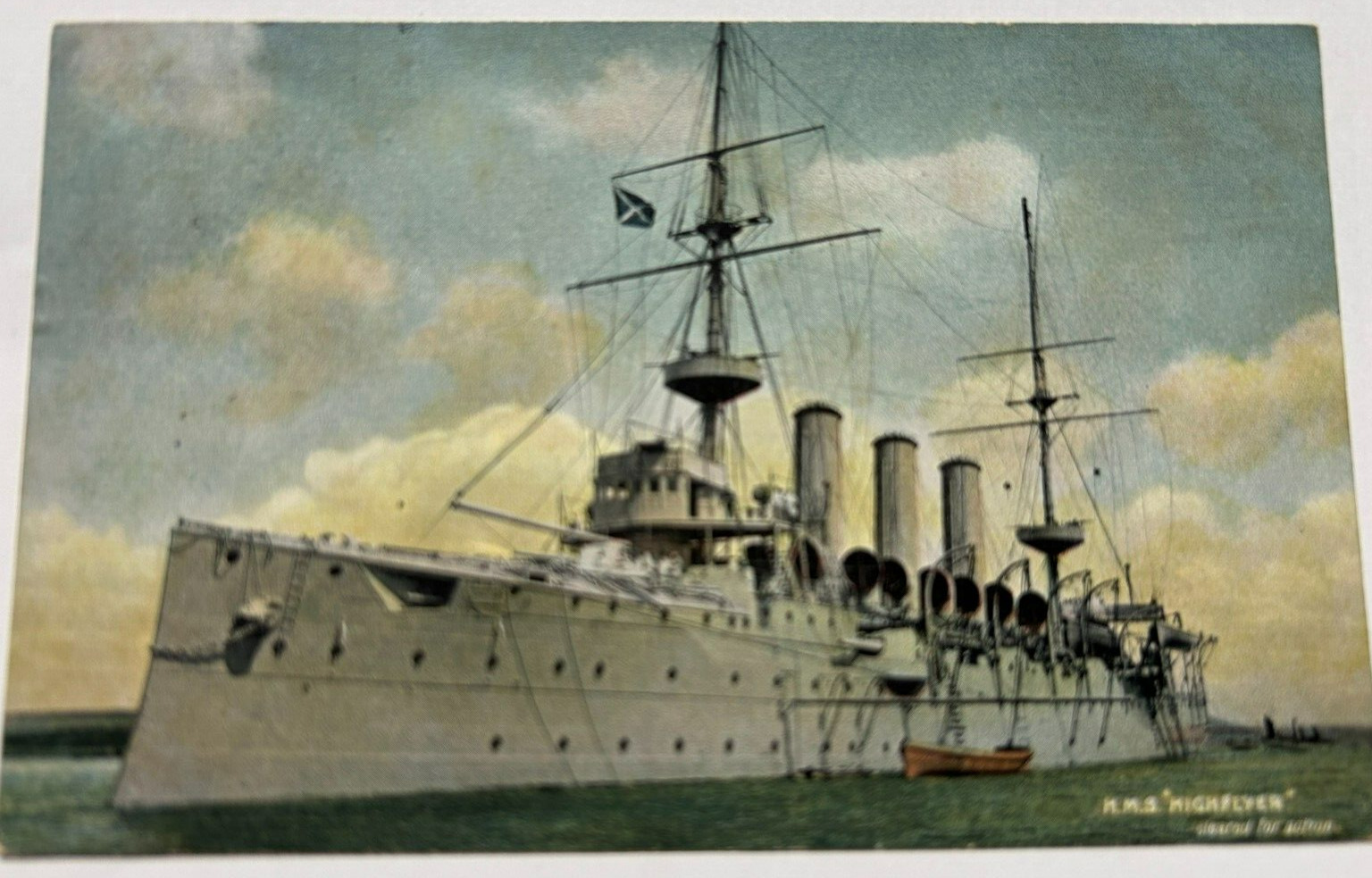 UK British Royal Navy HMS Highflyer Cruiser WWI Vintage Postcard 1906 ...