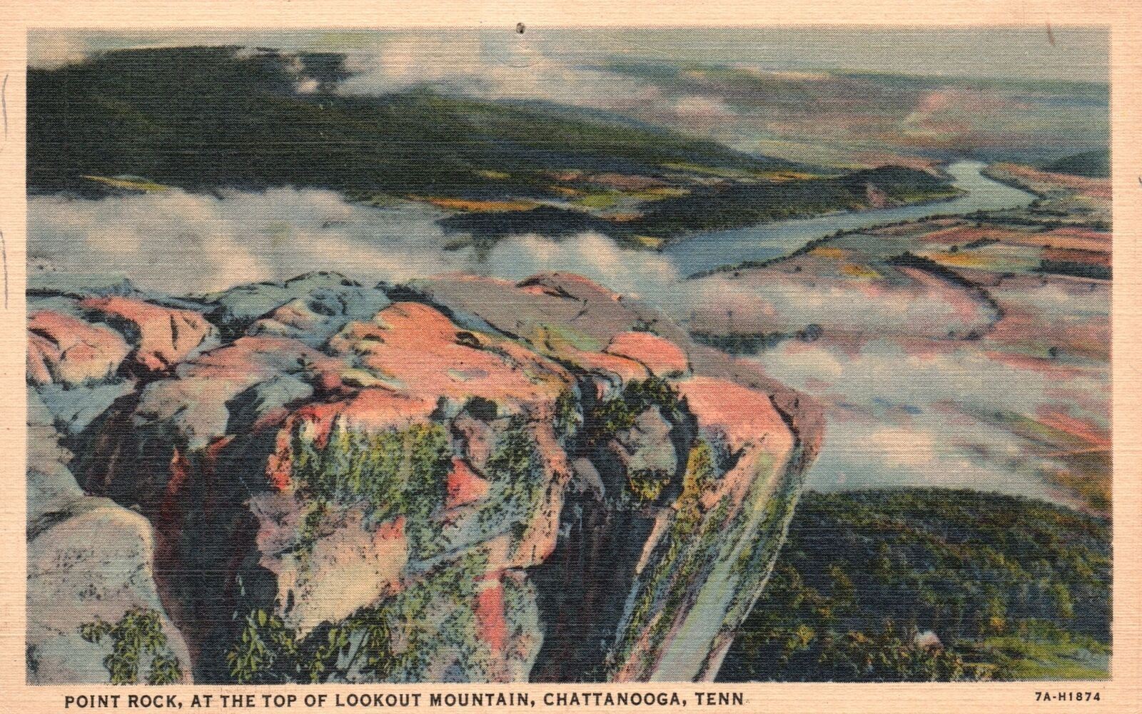 Vintage Postcard Going Point Rock Top of Lookout Mountain Chattanooga ...