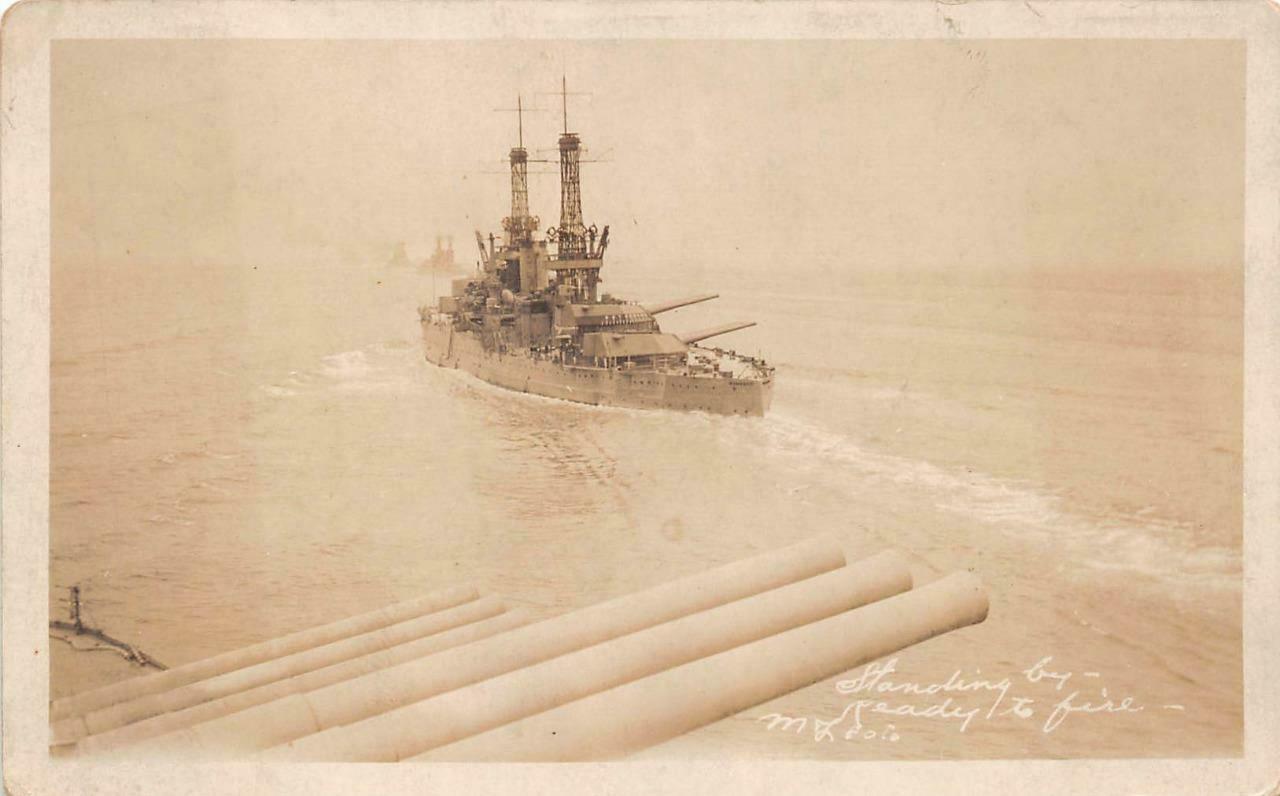 Rppc Standing by Ready to Fire Penny Ship Military Real Photo Postcard ...