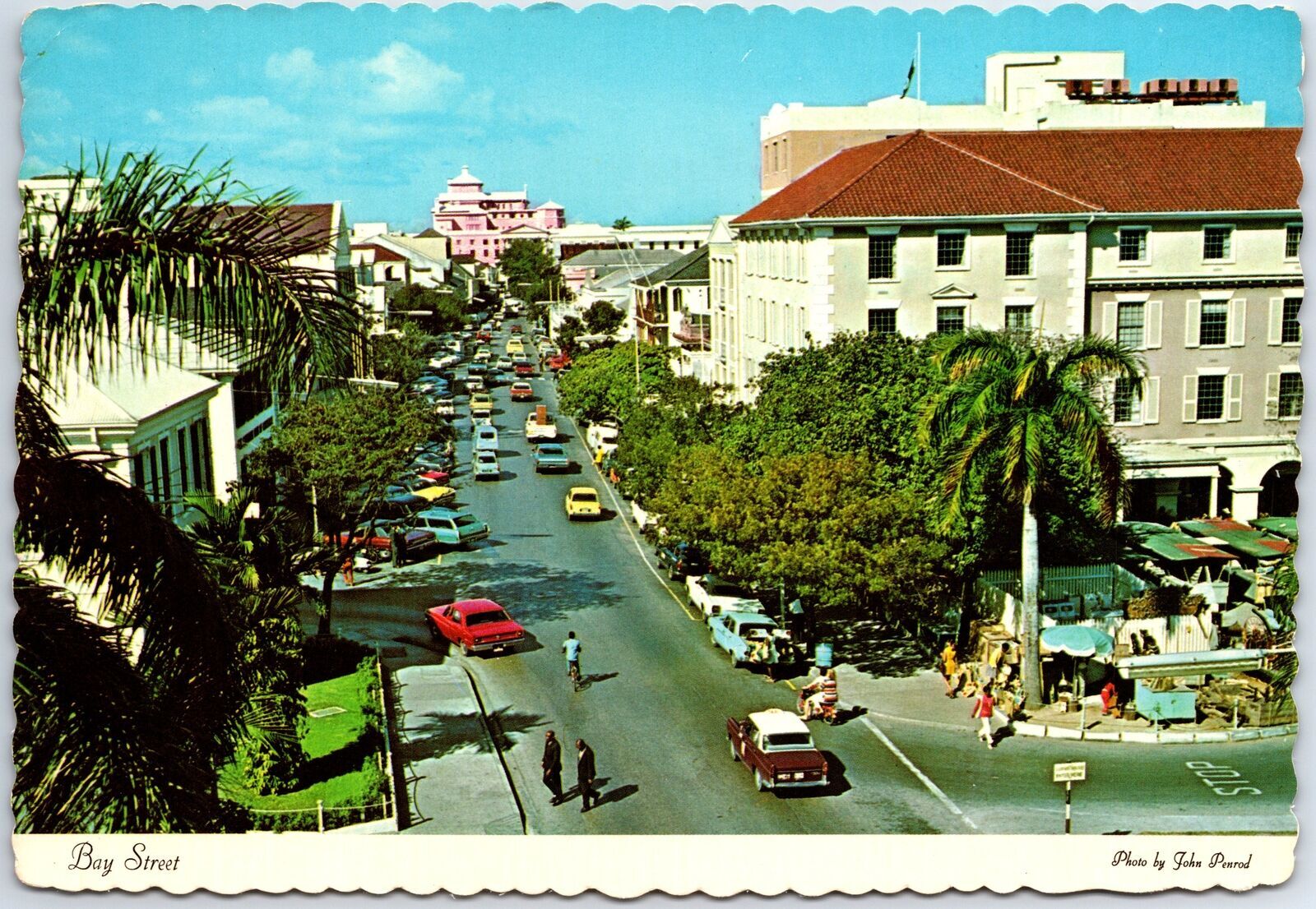 Vintage Continental Sized Postcard Scene on BAY Street Nassau Bahamas ...