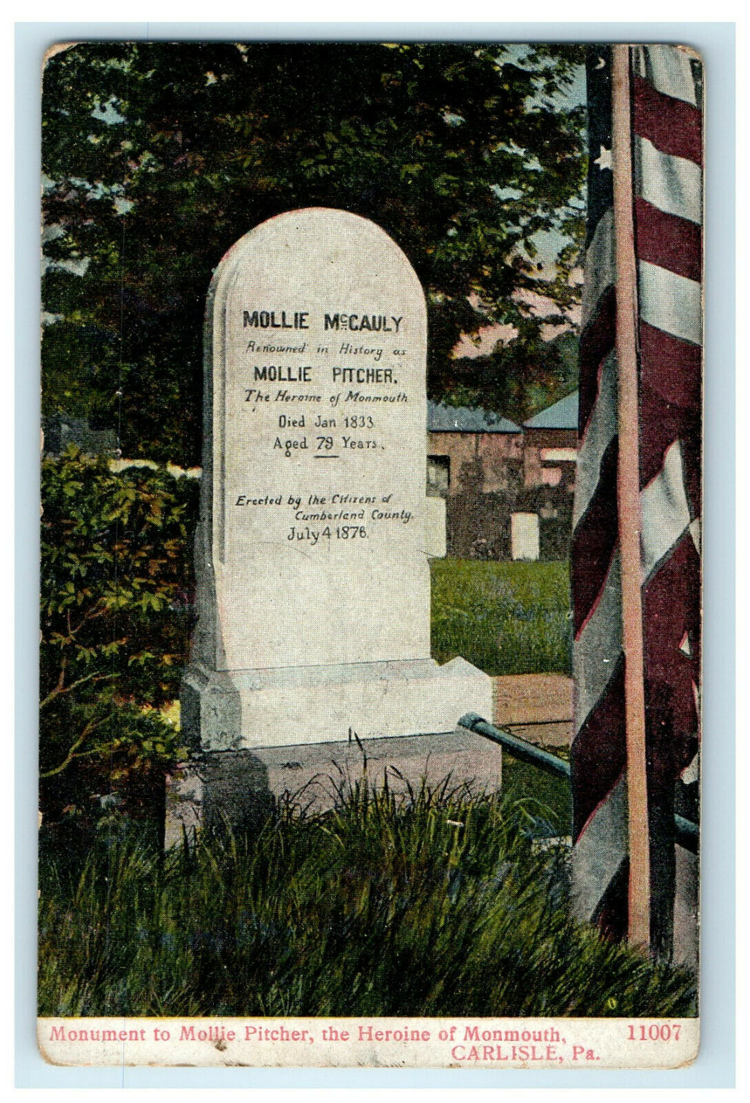 c1910s Monument of Mollie Pitcher, Hero of Monmouth Carisle PA Posted ...