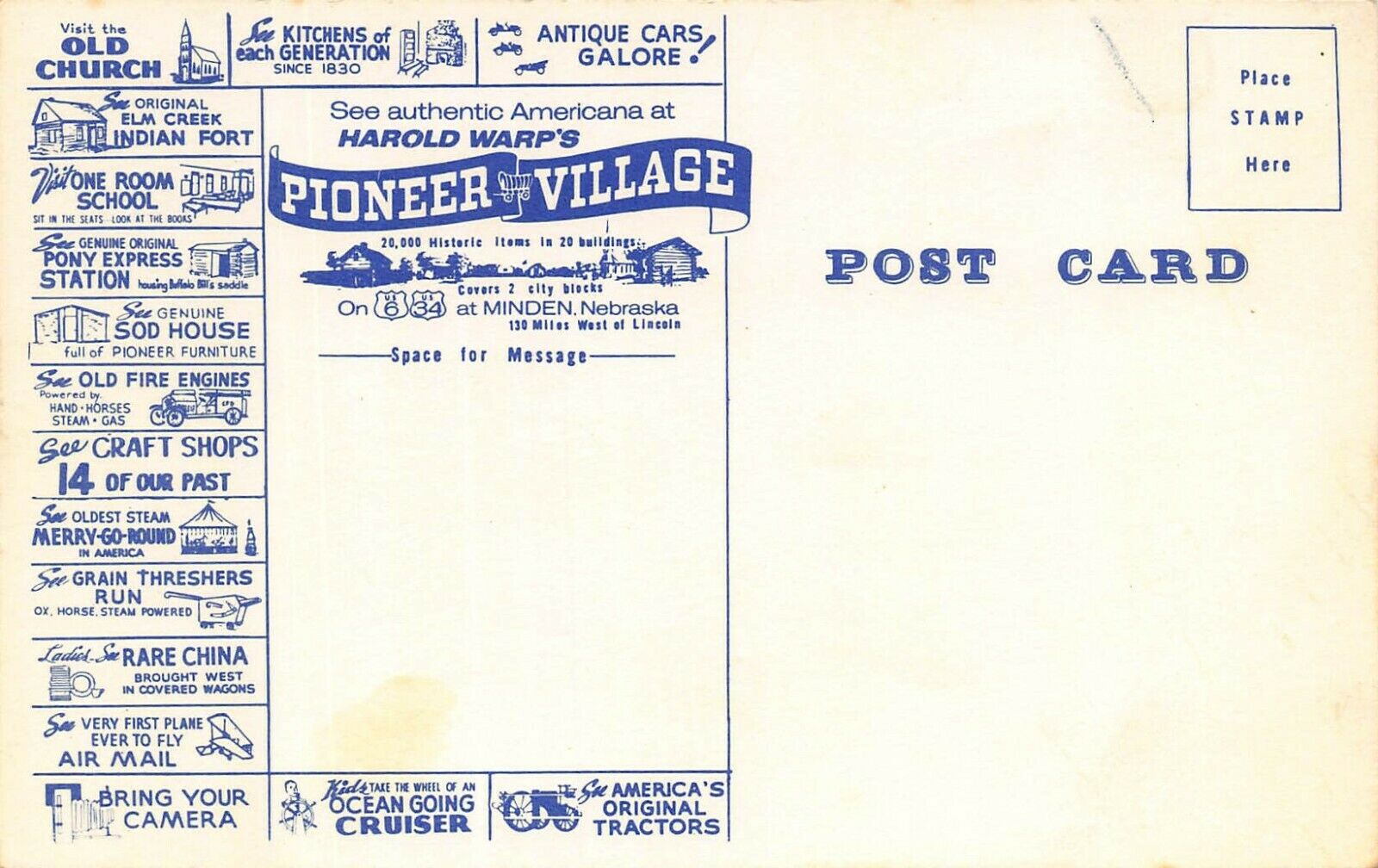 Minden Nebraska~Harold Wraps Pioneer Village & Map~20K Historic Items ...