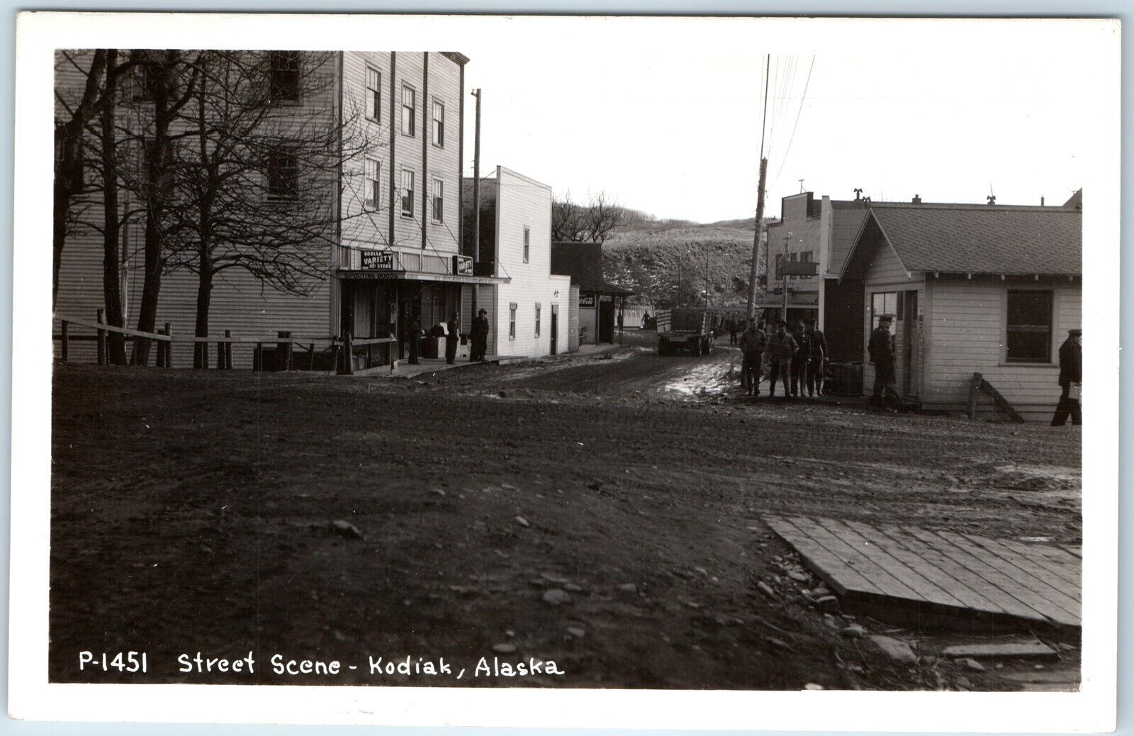 c1940s Kodiak, AK Downtown Scene RPPC WWII Army Base Soldier Men Coca ...