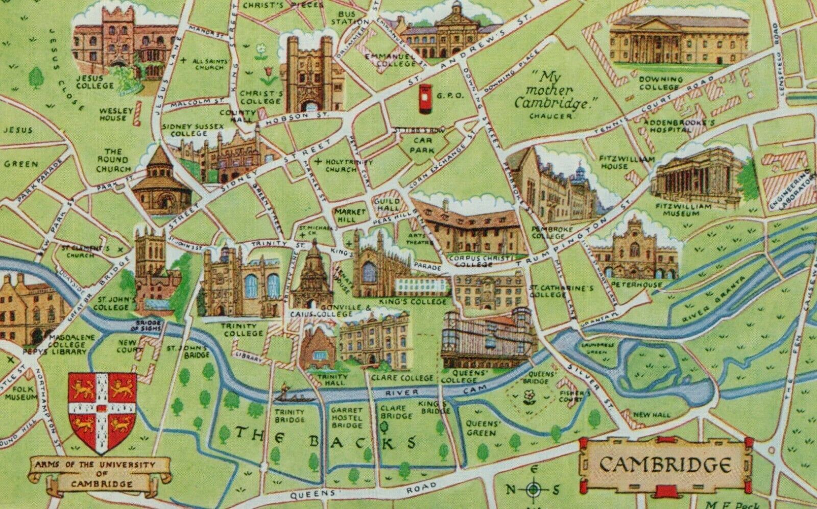 Maps Postcard - Map of Cambridge RS22089 | Europe - United Kingdom ...