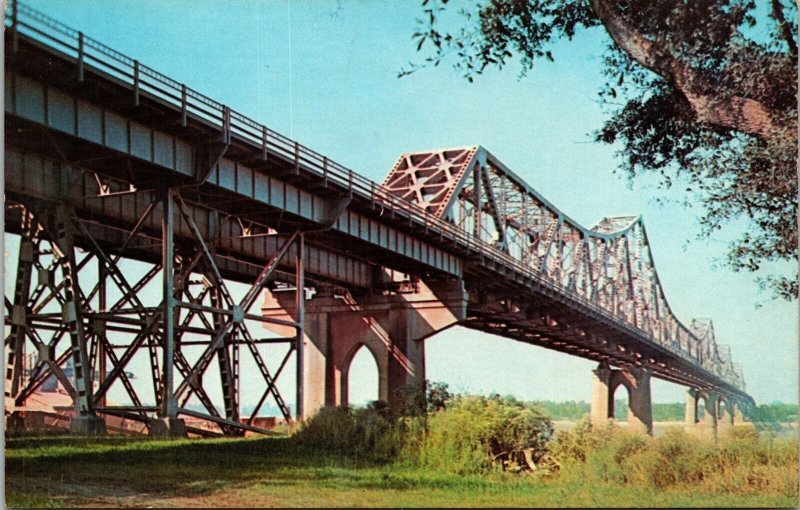 Mississippi River Bridge Baton Rouge LA Lousiana Postcard Dexter VTG ...