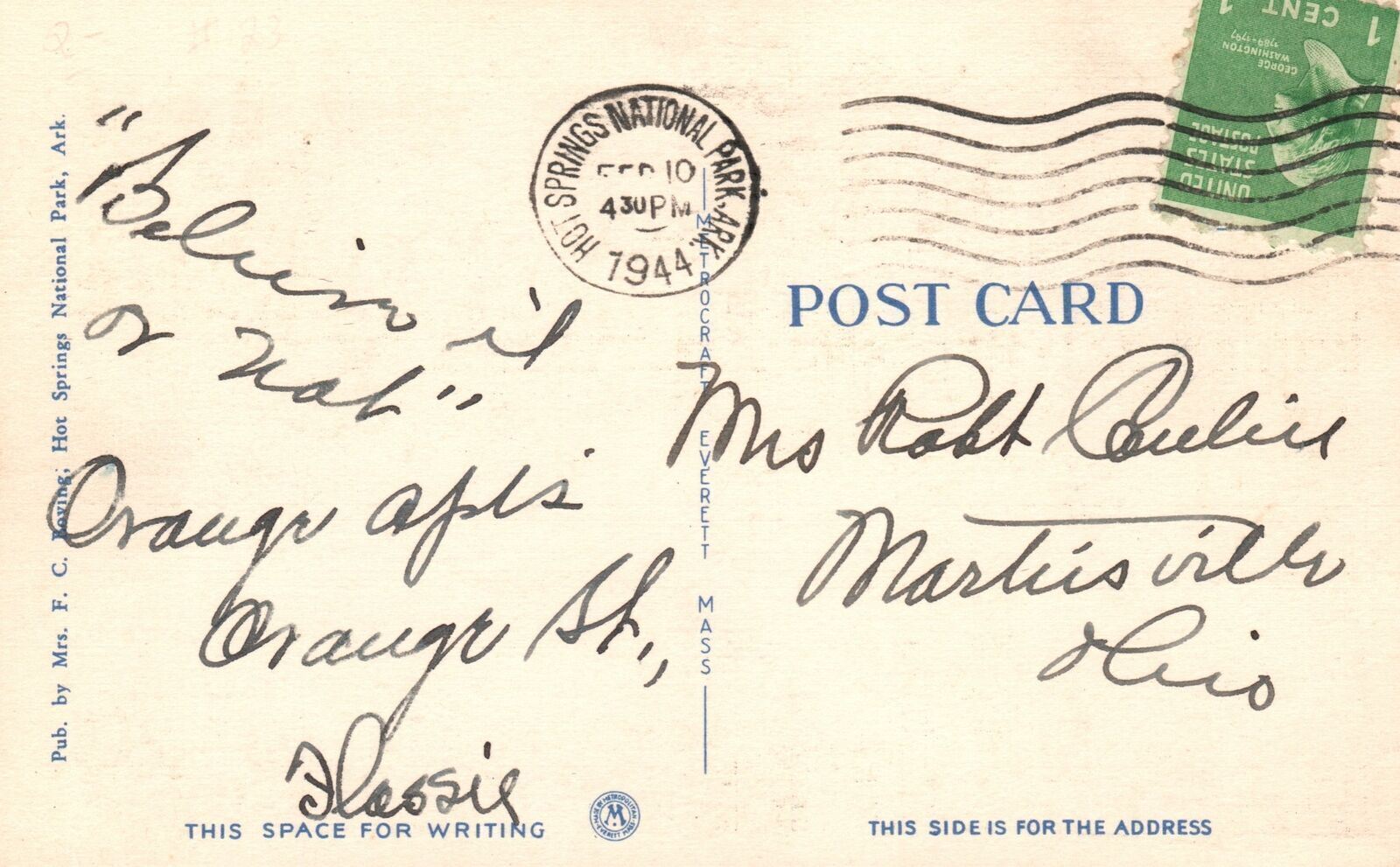 Vintage Postcard 1944 Just Arrived Hot Spring National Park Arkansas ...