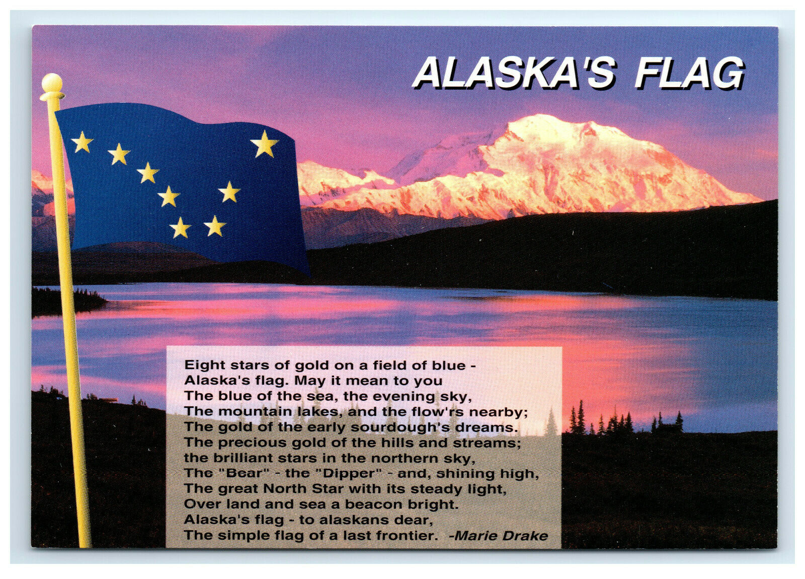 Postcard Alaska's Flag - Marie Drake's famous poem Mt McKinley ACE1176 ...