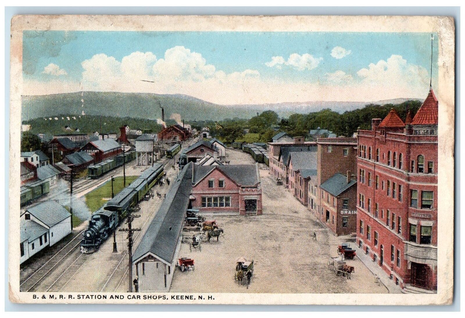 1919 B. & M. Railroad Station And Car Shops Keene NH Train Locomotor ...
