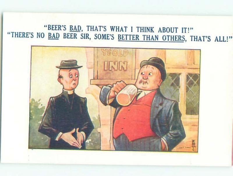 Bamforth Comic signed MINISTER WITH MAN DRINKING BEER AB9722 | Topics ...